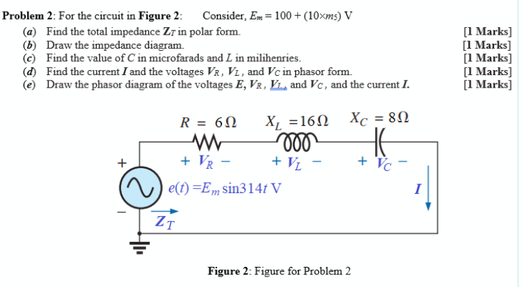 Solved Problem 2: For the circuit in Figure 2: Consider, Em | Chegg.com