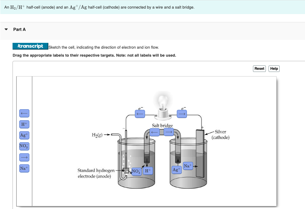 Solved An H2/H+half-cell (anode) and an Ag+/Ag half-cell | Chegg.com