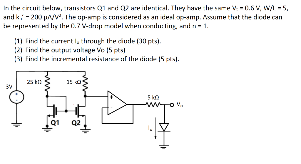 Solved In the circuit below, transistors Q1 and Q2 are | Chegg.com