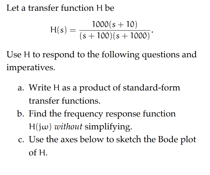 Solved Let a transfer function H be | Chegg.com