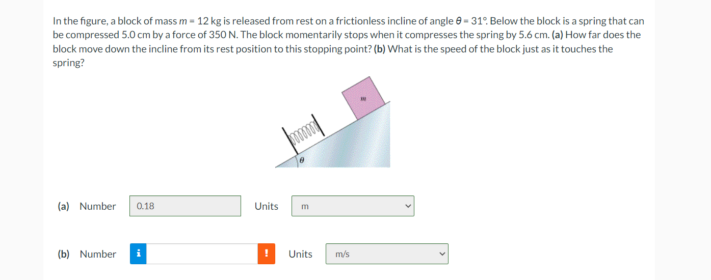 Solved In the figure, a block of mass m=12 kg is released | Chegg.com