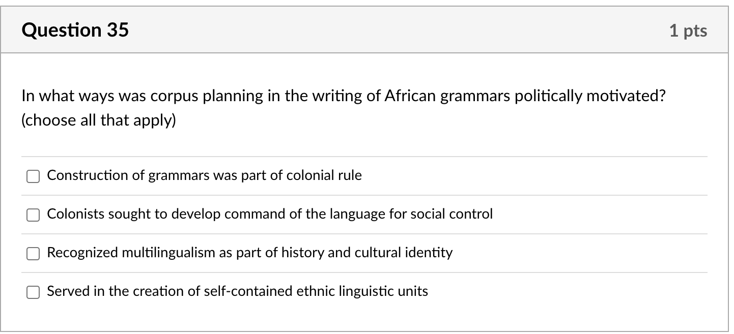 In what ways was corpus planning in the writing of | Chegg.com