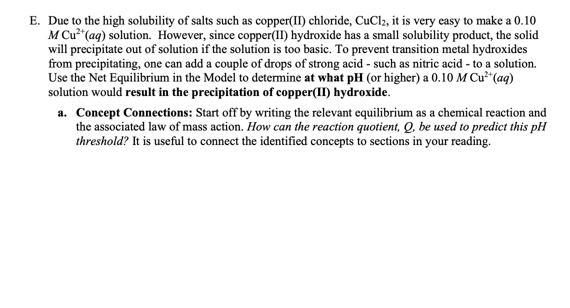 Solved E. Due to the high solubility of salts such as | Chegg.com
