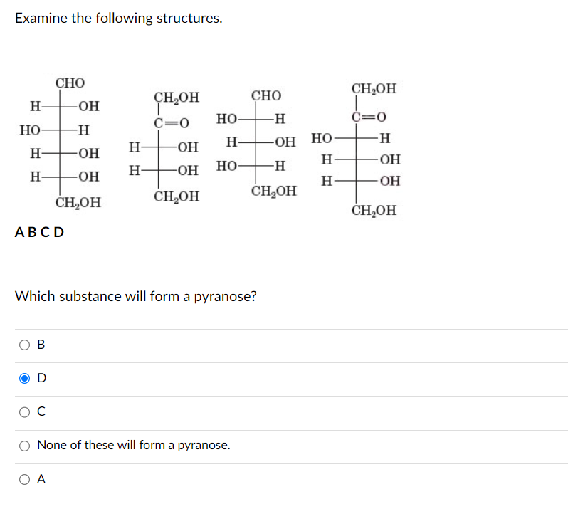 Solved Examine the following structures. Which substance | Chegg.com