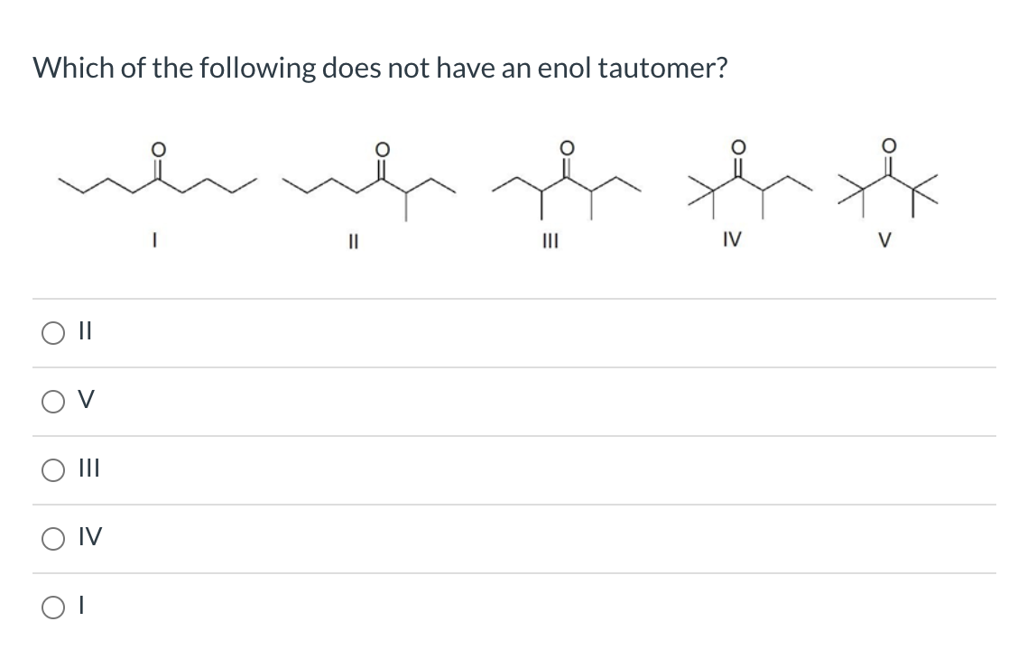 Solved Which of the following does not have an enol | Chegg.com