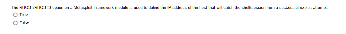 Solved The RHOST/RHOSTS option on a Metasploit-Framework | Chegg.com