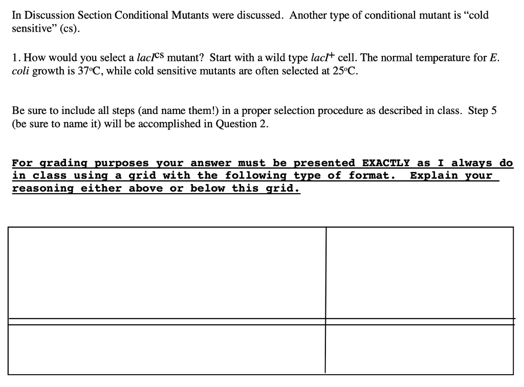 Solved In Discussion Section Conditional Mutants were | Chegg.com