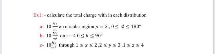 Solved Exl: - calculate the total charge with in each | Chegg.com