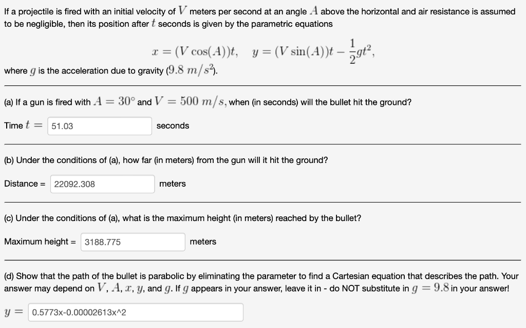 Solved All are correct but part (d) I am not sure how to do. | Chegg.com