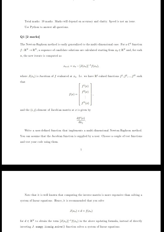 Solved Total marks: 10 marks. Marks will depend on accuracy | Chegg.com