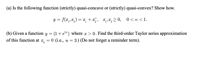 Solved (a) Is the following function (strictly) | Chegg.com