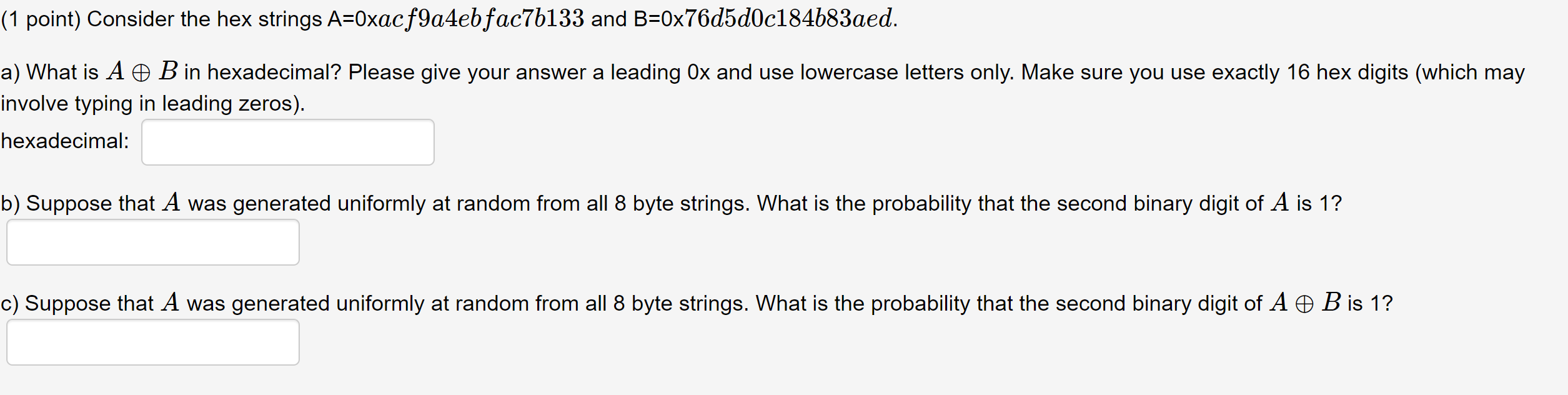 Solved (1 point) Consider the hex strings | Chegg.com