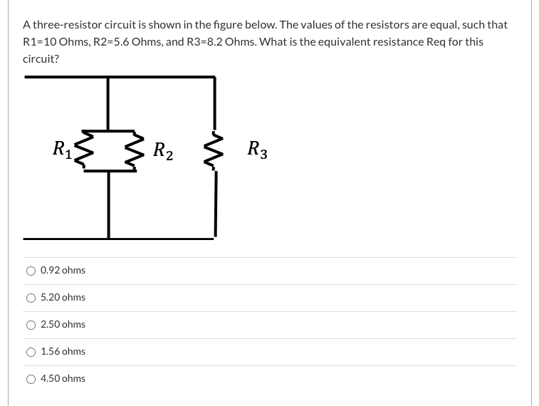 Solved A three-resistor circuit is shown in the figure | Chegg.com
