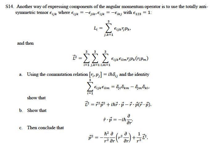 Solved tensor analysis for 3d angular momentum operators in | Chegg.com