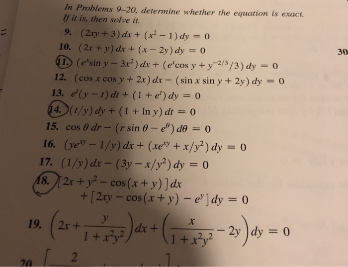 Solved In Problems 9-20, determine whether the equation is | Chegg.com Solved In Problems 9-20, determine whether the equation is | Chegg.com