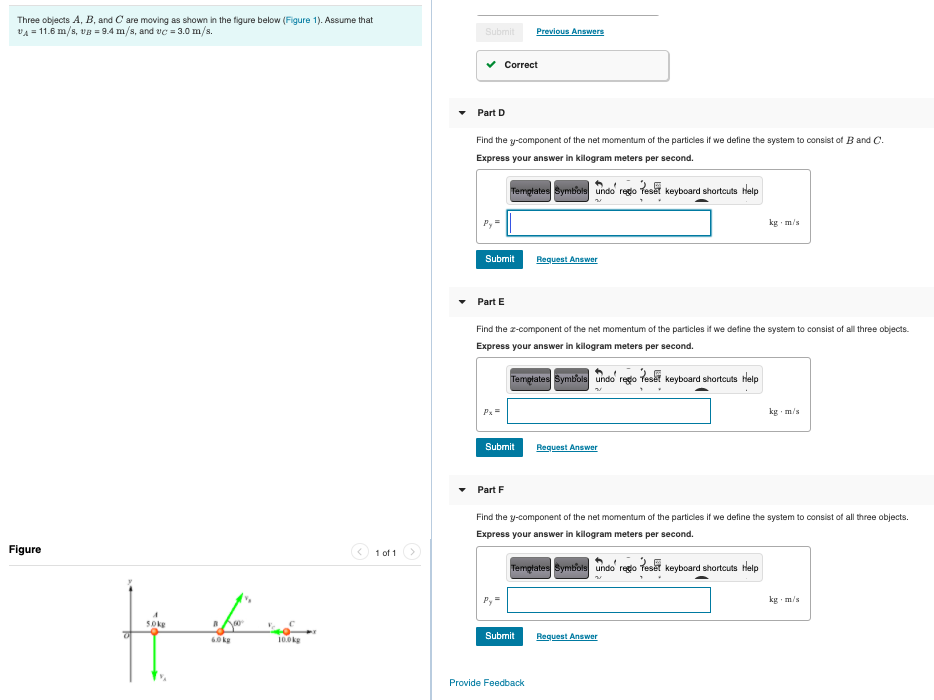 Solved Three objects A, B, and are moving as shown in the | Chegg.com