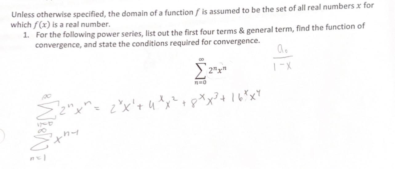Solved Unless otherwise specified, the domain of a function | Chegg.com
