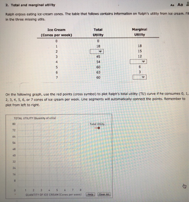 Solved Aa Aa 2. Total and marginal utility Ralph enjoys | Chegg.com