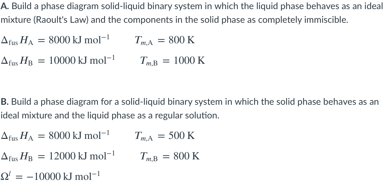A. Build a phase diagram solid-liquid binary system | Chegg.com