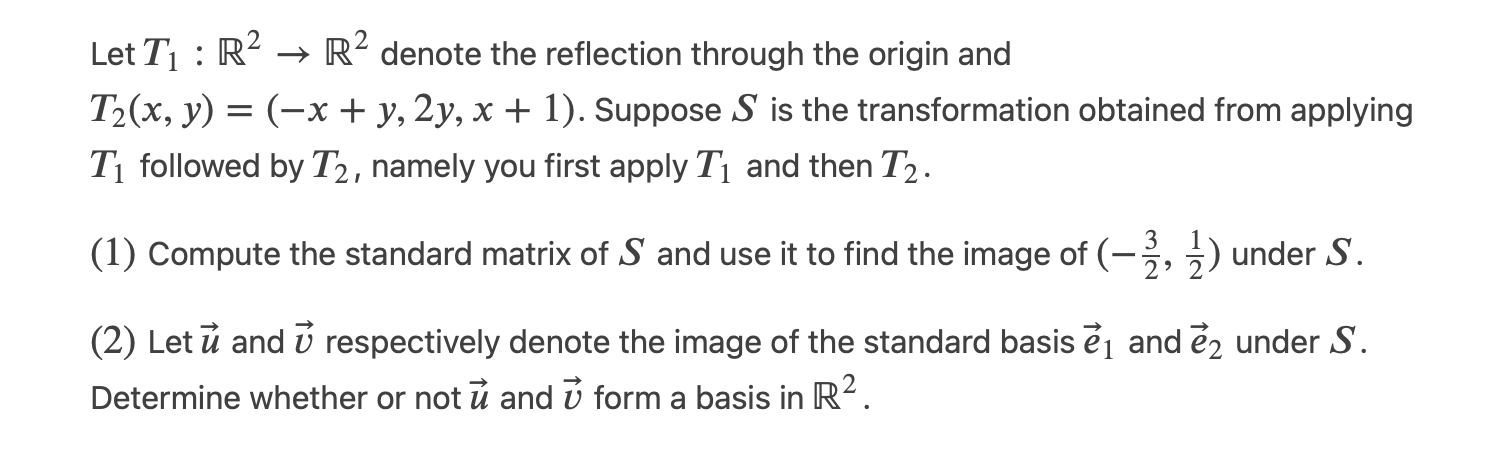 Solved Let Ty : R2 + R2 denote the reflection through the | Chegg.com