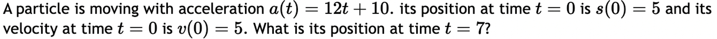 Solved A particle is moving with acceleration a(t)=12t+10. | Chegg.com