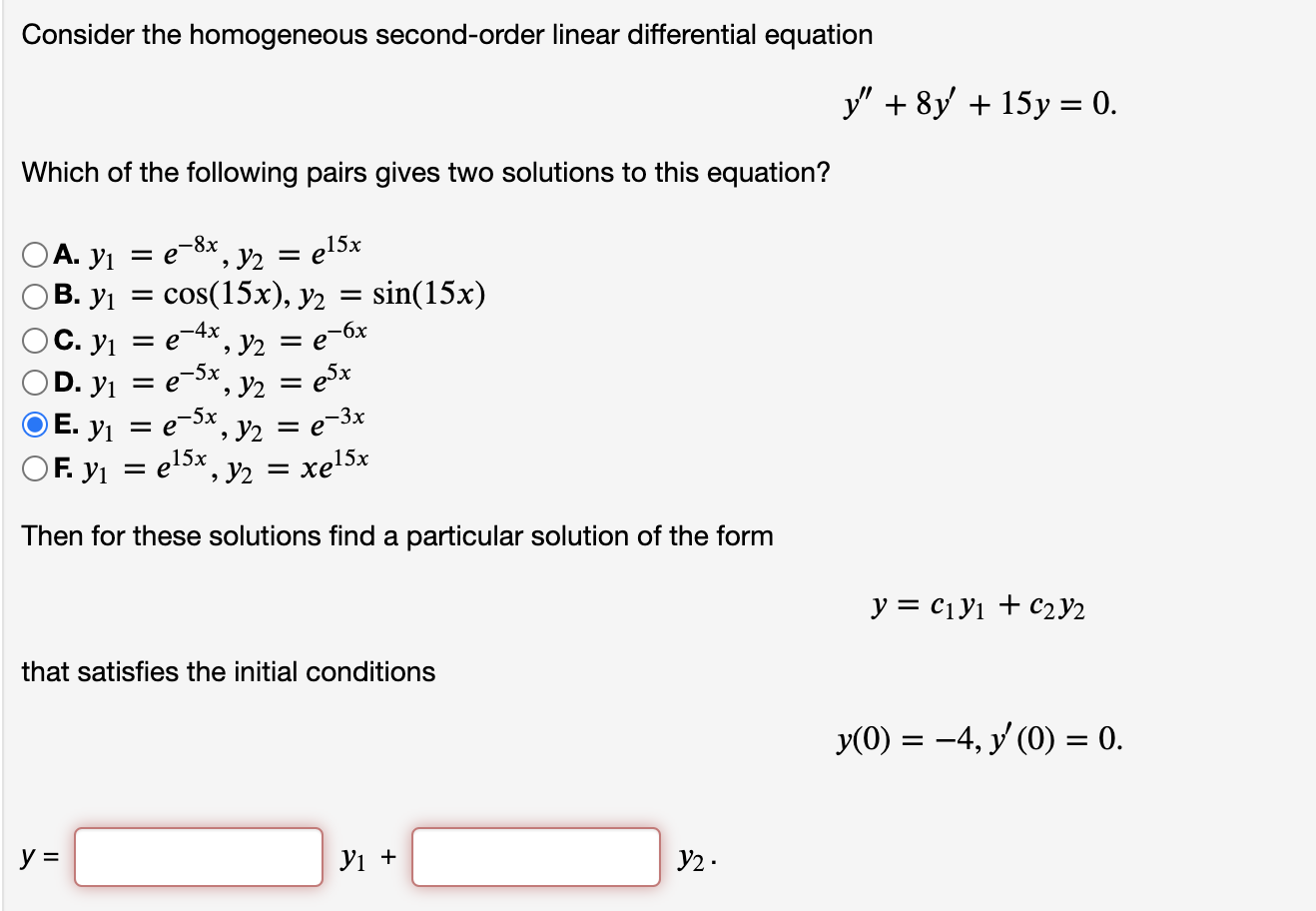 Solved Consider the homogeneous second-order linear | Chegg.com