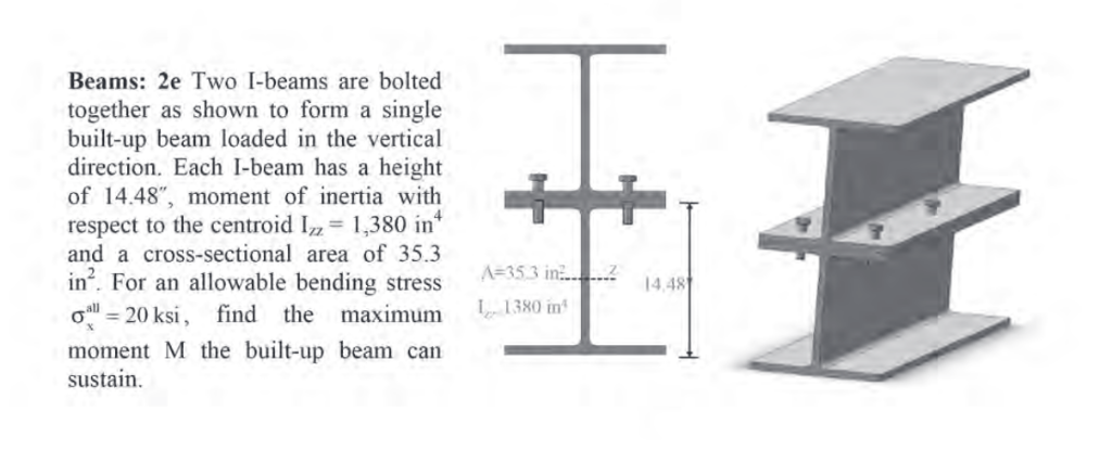 Beams: 2e Two I-beams are bolted together as shown to | Chegg.com