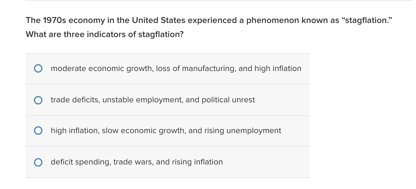Solved The 1970s economy in the United States experienced a | Chegg.com