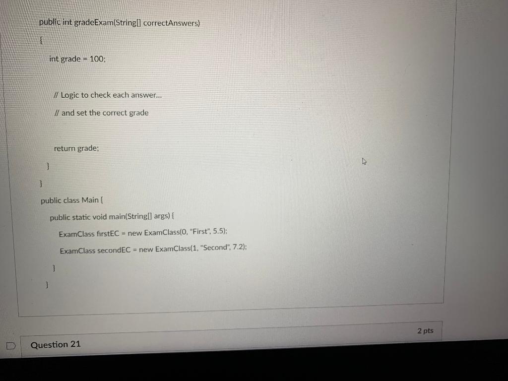 Solved public class ExamClass private String name; private | Chegg.com