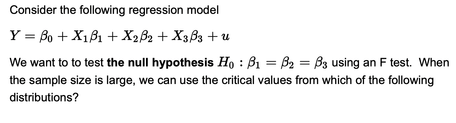 Solved Consider the following regression model | Chegg.com