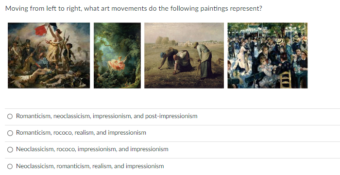 Solved Moving from left to right, what art movements do the | Chegg.com