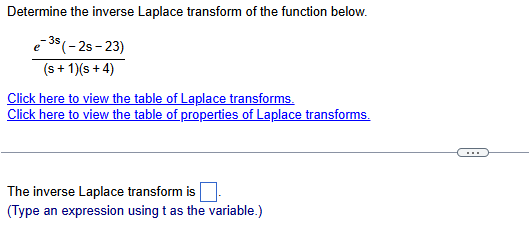 Solved Determine the inverse Laplace transform of ﻿the | Chegg.com