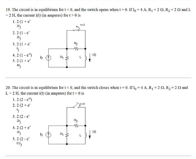 Solved The circuit is in ﻿equilibrium for t