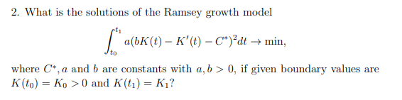 2. What is the solutions of the Ramsey growth model | Chegg.com