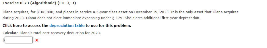 Solved Exercise 8-23 (Algorithmic) (LO. 2, 3) Diana | Chegg.com