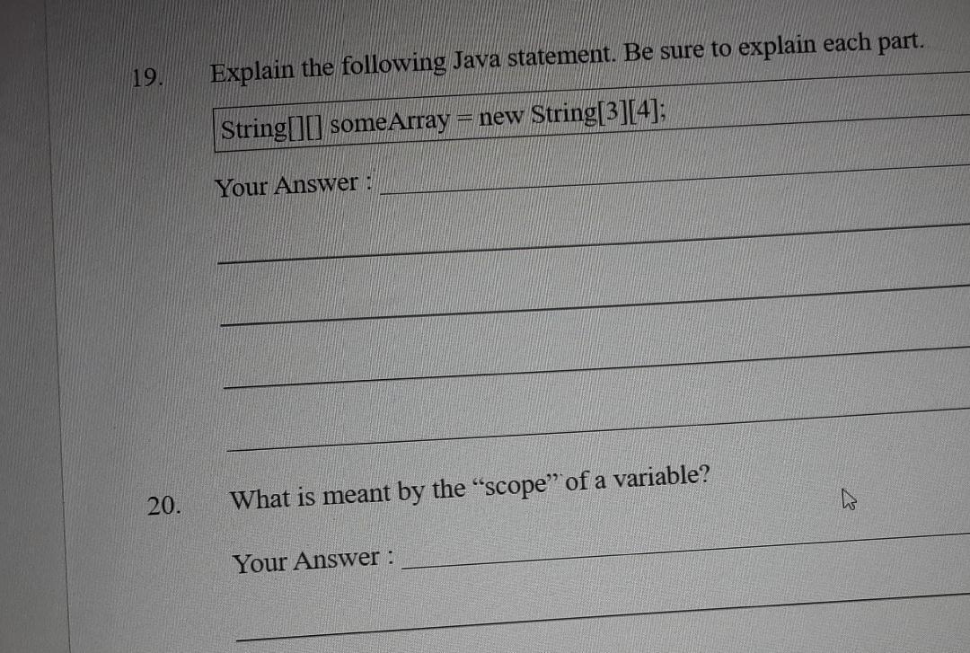 Solved 19. Explain the following Java statement. Be sure to | Chegg.com