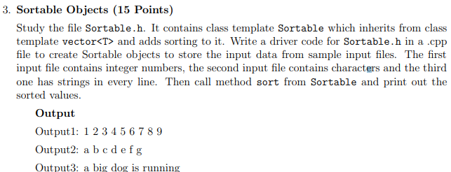 Solved In c++ #ifndef SORTABLE_H #define | Chegg.com