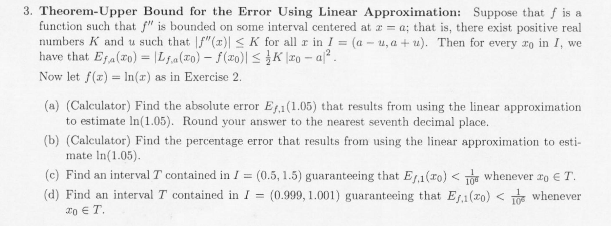 Solved 3. Theorem-Upper Bound for the Error Using Linear | Chegg.com