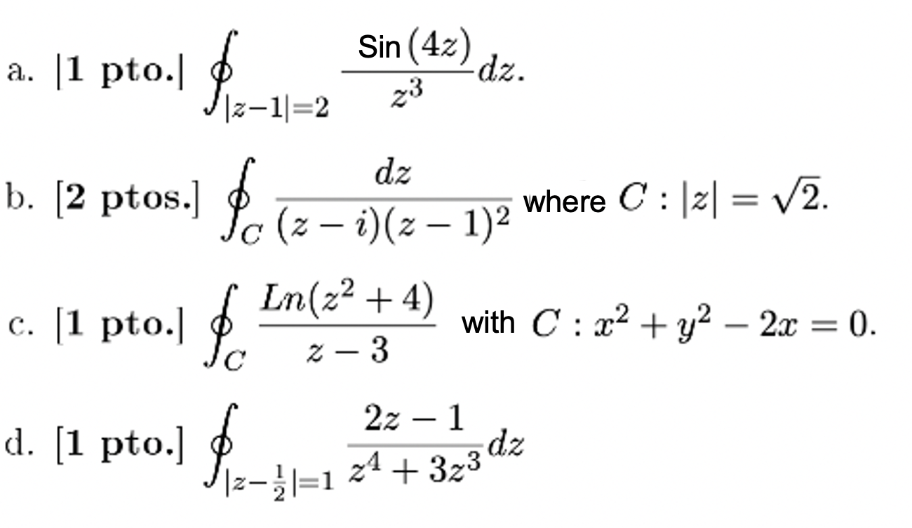 Solved 1.) Calculate the following integrals over the | Chegg.com