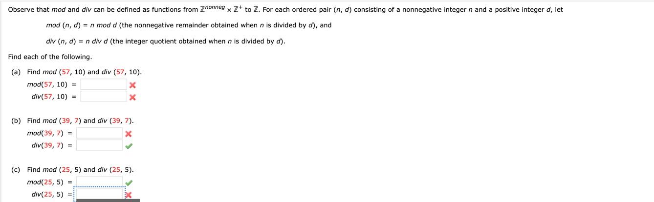 Solved Observe that mod and div can be defined as functions | Chegg.com Solved Observe that mod and div can be defined as functions | Chegg.com
