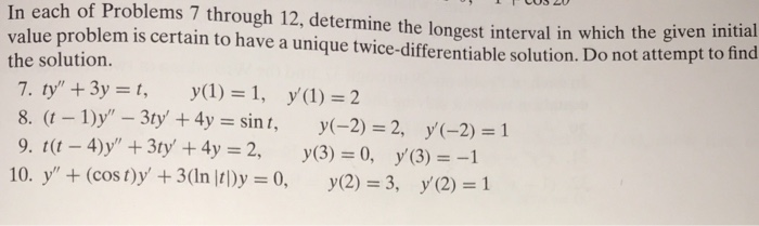 Solved In each of Problems 7 through 12, determine the | Chegg.com