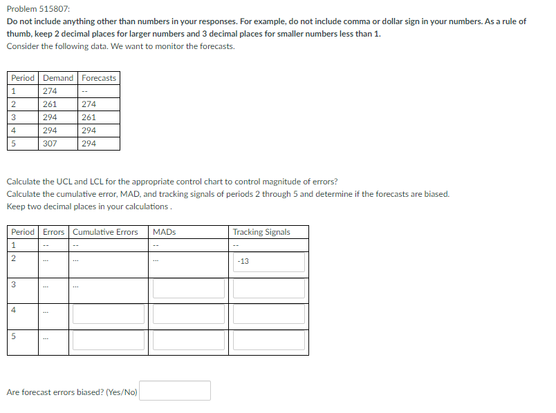 Solved Problem 515807: Do not include anything other than | Chegg.com
