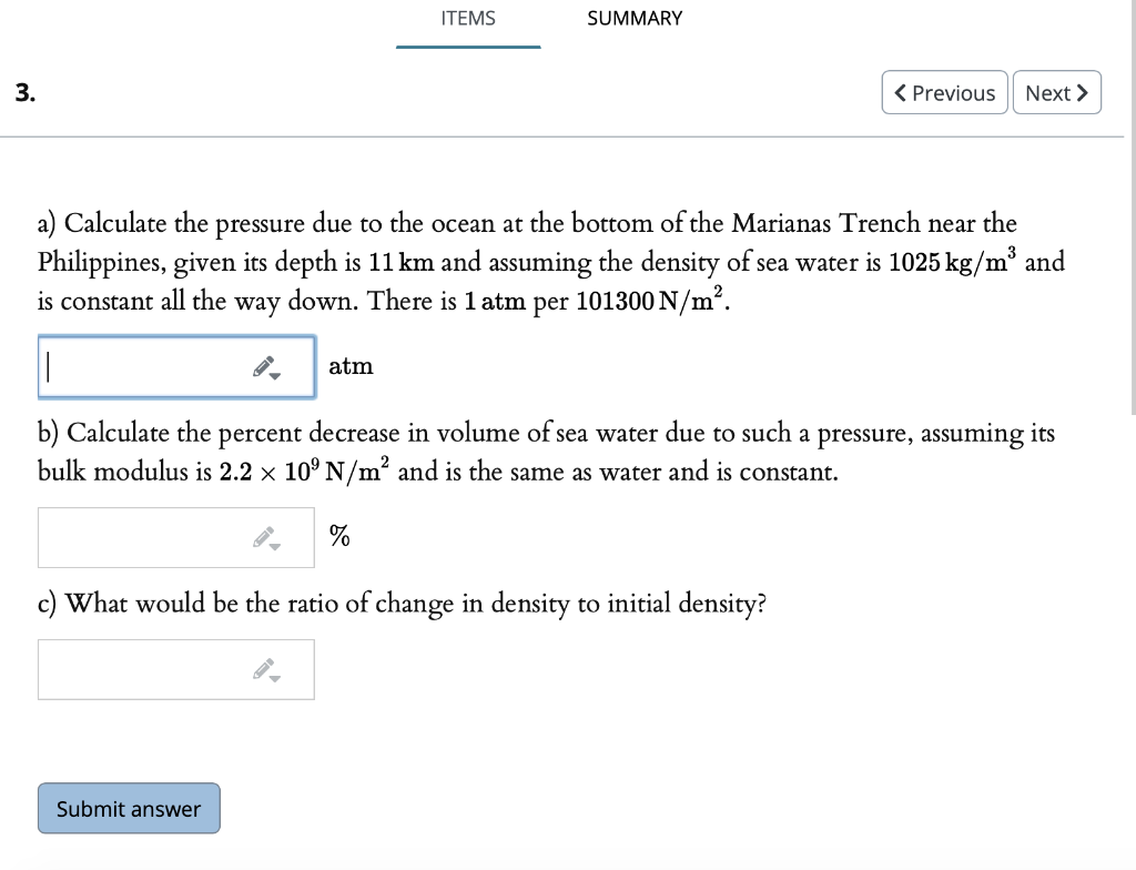 Solved ITEMS SUMMARY 3. a) Calculate the | Chegg.com