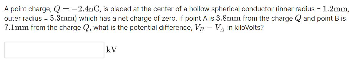Solved A point charge, Q=−2.4nC, is placed at the center of | Chegg.com