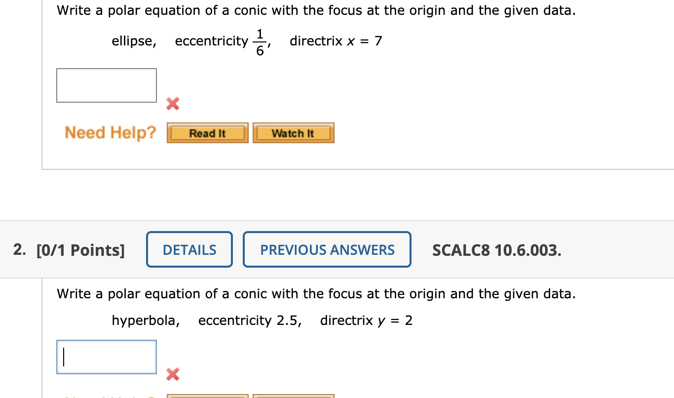 Solved Write A Polar Equation Of A Conic With The Focus At Chegg Solved Write A Polar Equation Of A Conic With The Focus At Chegg