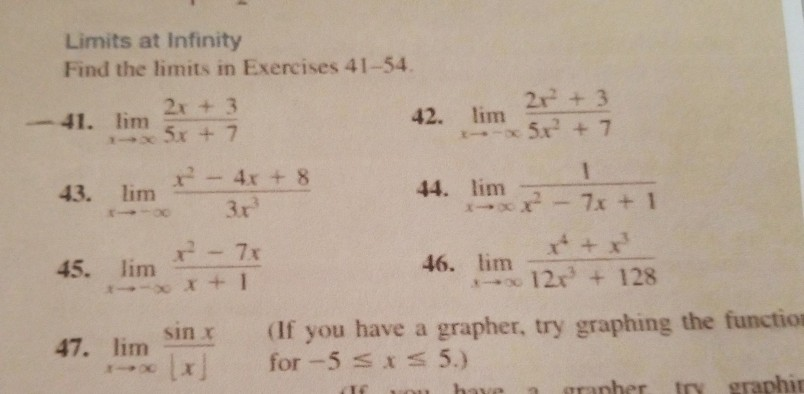 Solved Limits at Infinity Find the limits in Exercises 41-54 | Chegg.com