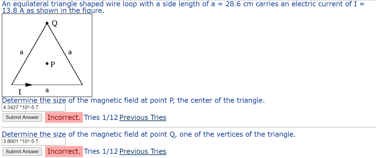 Solved An Equilateral Triangle Shaped Wire Loop With A Side