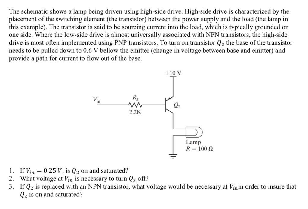 Solved The schematic shows a lamp being driven using | Chegg.com
