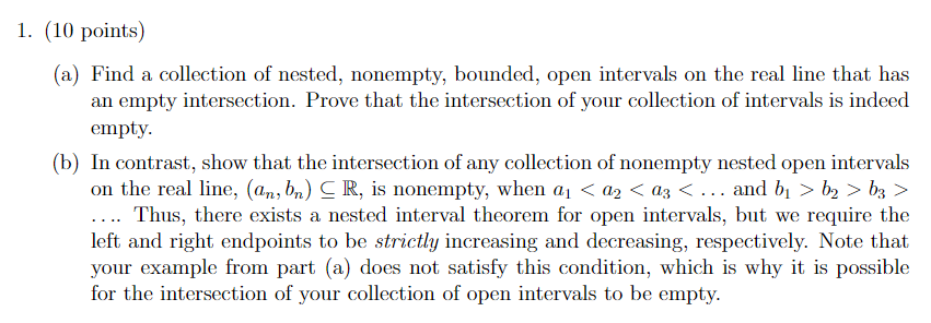 (10 points) (a) Find a collection of nested, | Chegg.com