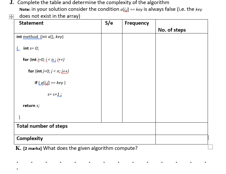Solved J. Complete the table and determine the complexity of | Chegg.com